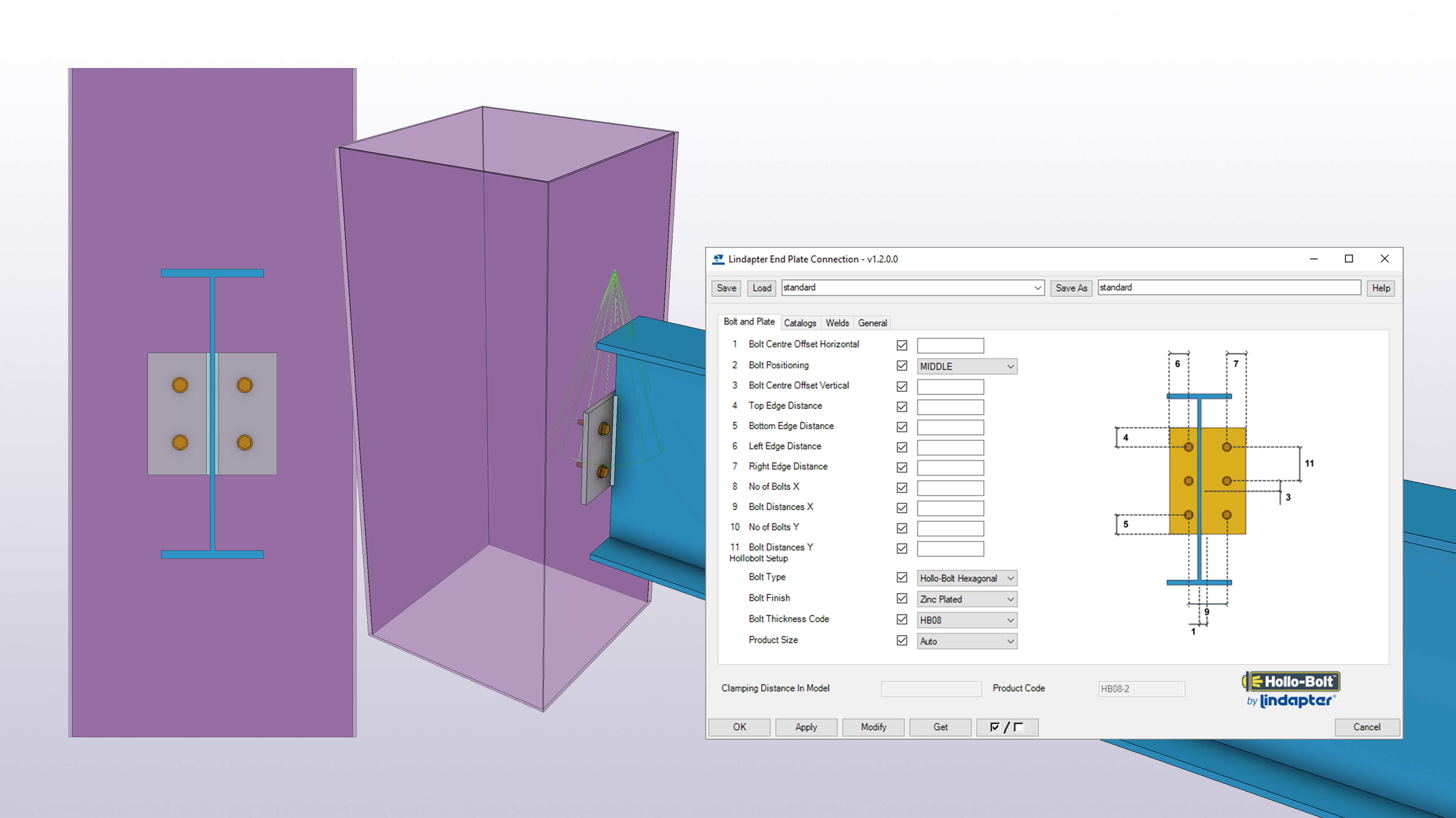 Lindapter end plate connection | Trimble User Assistance