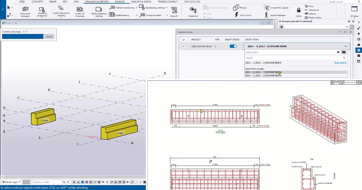 How to create drawings using Smart create | Trimble User Assistance
