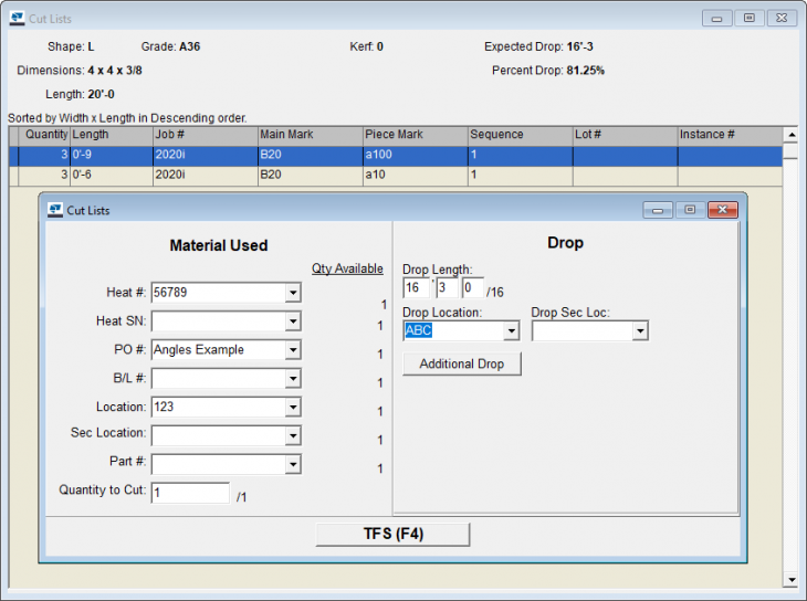 Cut Lists | Trimble User Assistance
