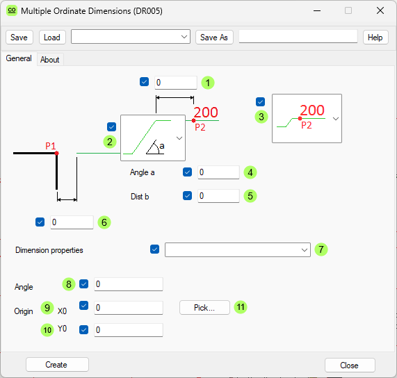 Multiple ordinate dimensions (DR005) | Trimble User Assistance