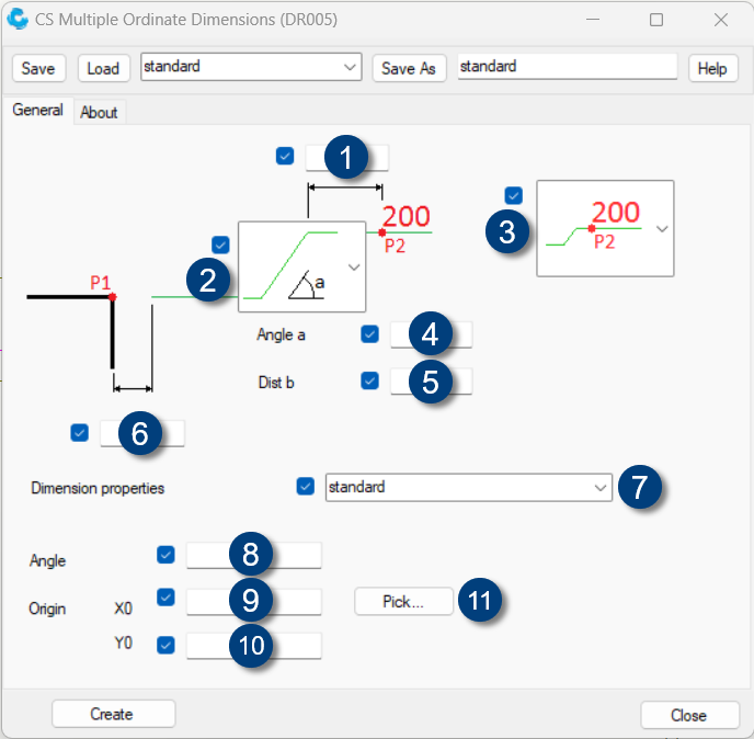 Multiple ordinate dimensions (DR005) | Tekla User Assistance