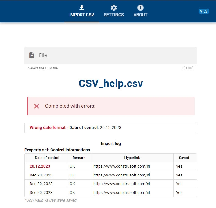 Import CSV | Tekla User Assistance