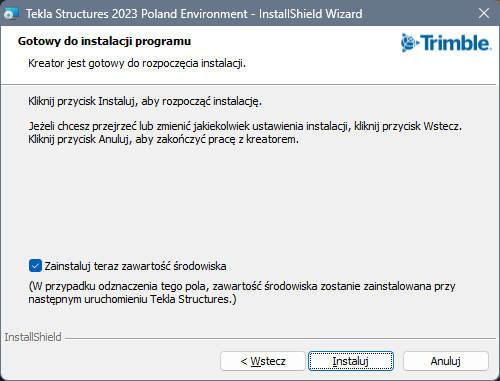 Instrukcja instalacji Tekla Structures 2023 | Trimble User Assistance