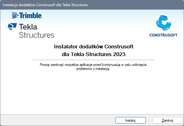 Instrukcja instalacji Tekla Structures 2023 | Trimble User Assistance
