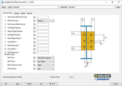 Lindapter end plate connection | Trimble User Assistance
