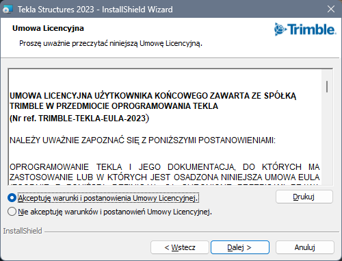 Instrukcja instalacji Tekla Structures 2023 | Trimble User Assistance