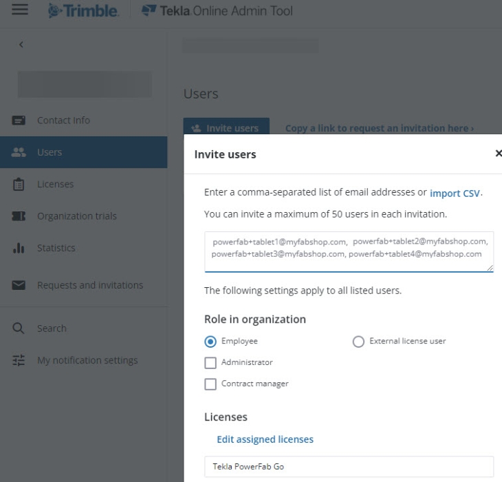 Create Named Device Trimble Identity Login Email Accounts for PowerFab ...