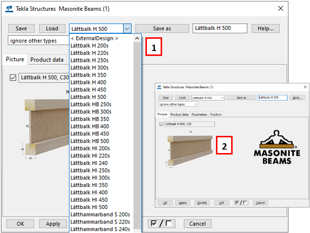 Masonite Beams | Trimble User Assistance