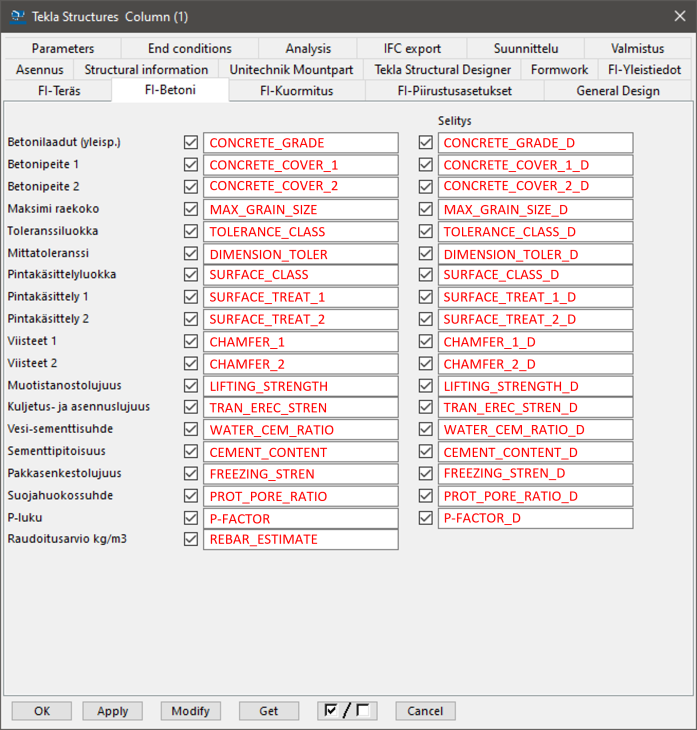 Finnish Environment User Defined Attributes Tekla User Assistance