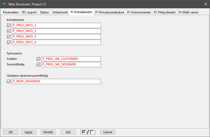 Finnish Environment User Defined Attributes | Tekla User Assistance Finnish Environment User Defined Attributes | Tekla User Assistance