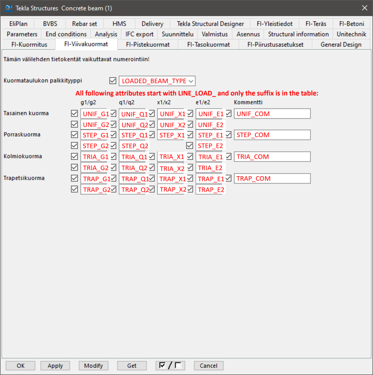 Finnish Environment User Defined Attributes | Tekla User Assistance Finnish Environment User Defined Attributes | Tekla User Assistance
