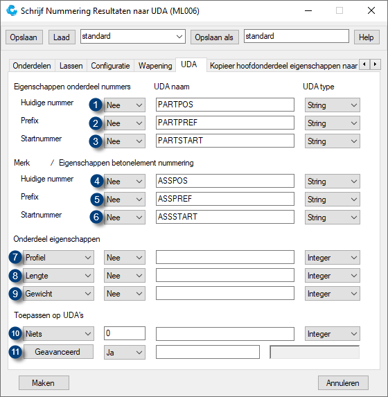 Schrijf Nummering Resultaten naar UDA (ML006) | Tekla User Assistance