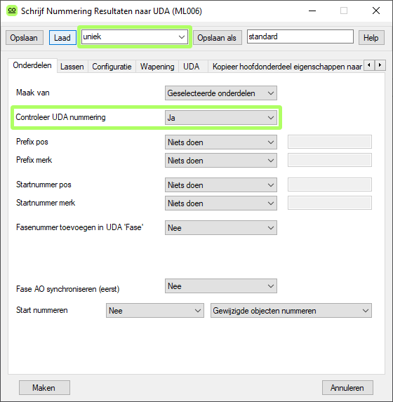 Schrijf Nummering Resultaten naar UDA (ML006) | Tekla User Assistance