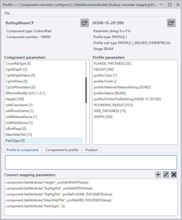 Profile - Component converter | Tekla User Assistance