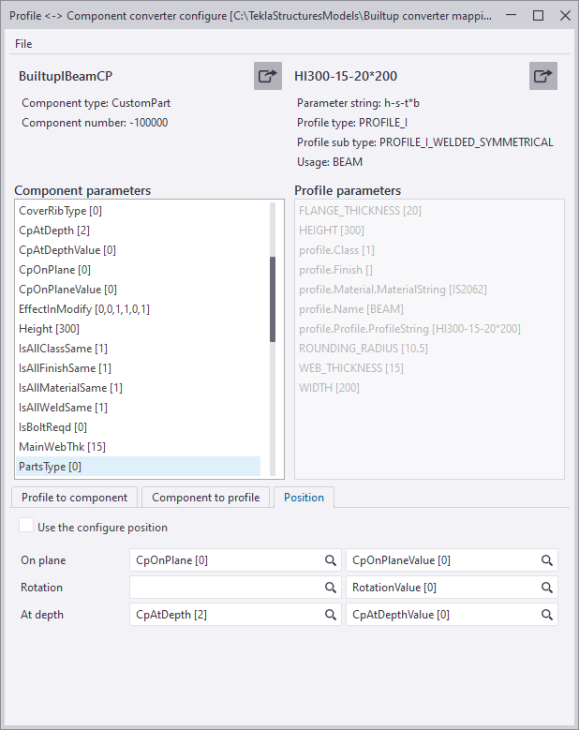 Profile - Component converter | Tekla User Assistance