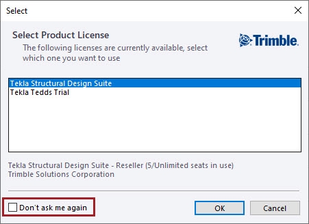 How can I select the Online License I want to use for Tedds or Tekla Structural Designer ...