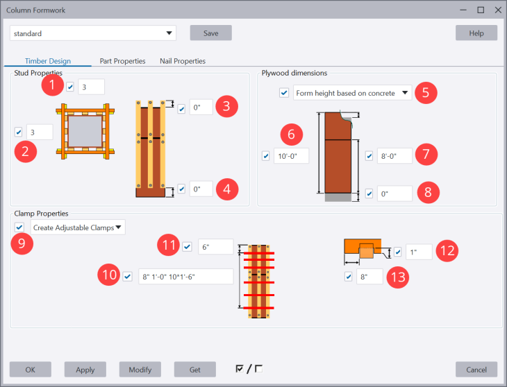 USA Formwork tools: Column Formwork Plugin | Trimble User Assistance