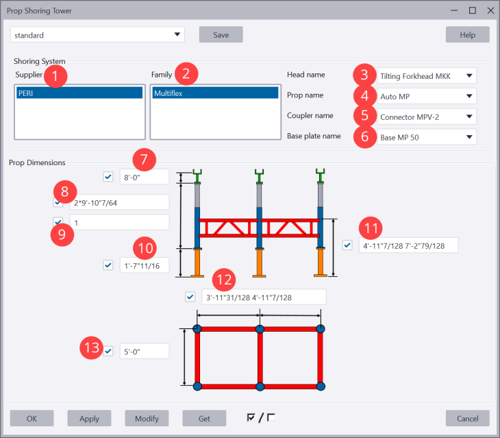 USA Formwork Tools: Prop Shoring Tower | Tekla User Assistance
