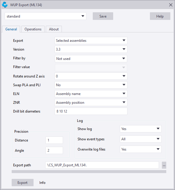 WUP Export (ML134) | Tekla User Assistance
