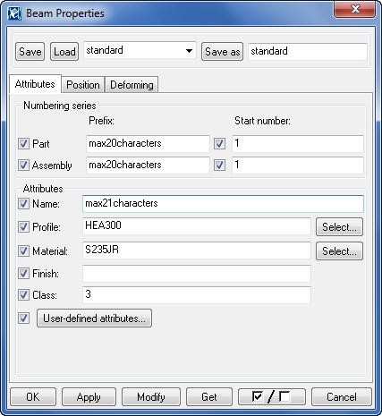 What is the maximum number of characters in the part properties dialog ...