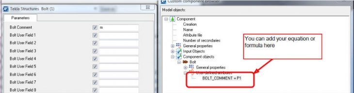 Adding equation to the UDA field | Tekla User Assistance