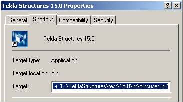 Quotes in shortcut target | Tekla User Assistance
