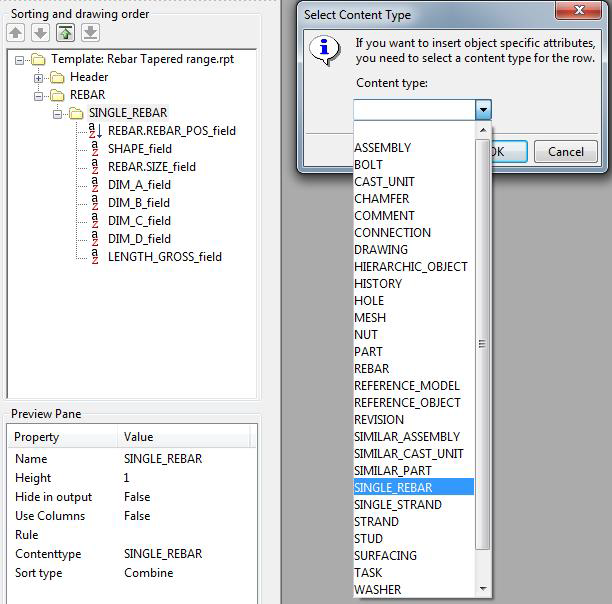 Individual rebar property for Tapered Rebar Group | Trimble User Assistance