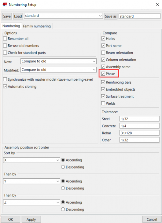 Numbering Identical Objects in Different Phases | Trimble User Assistance