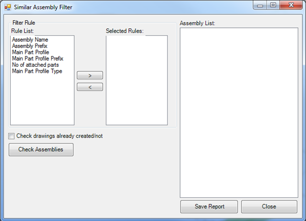 Similar Assemblies Filter | Trimble User Assistance