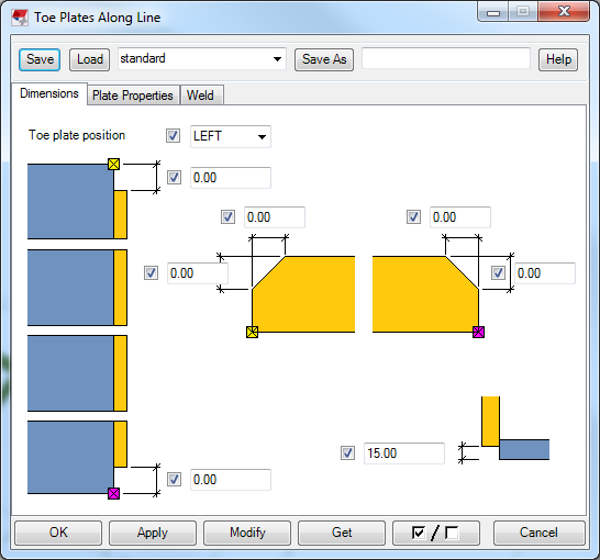Toe Plates along Line | Tekla User Assistance