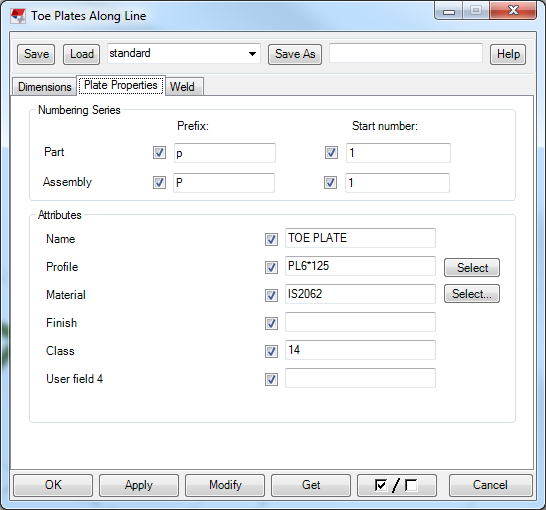 Toe Plates along Line | Tekla User Assistance