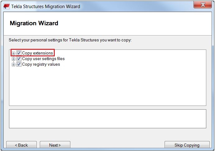Migration wizard to copy extensions | Trimble User Assistance
