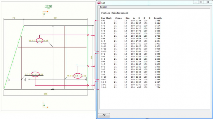 Individual rebar property for Tapered Rebar Group | Trimble User Assistance