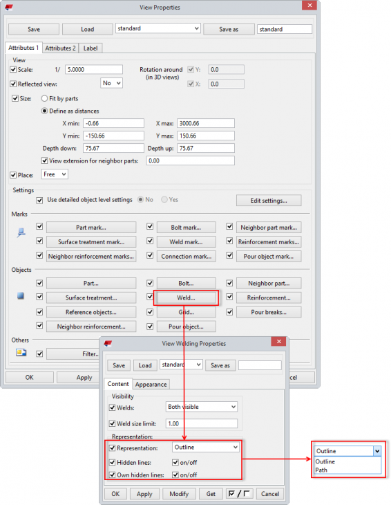 Displaying welds | Trimble User Assistance