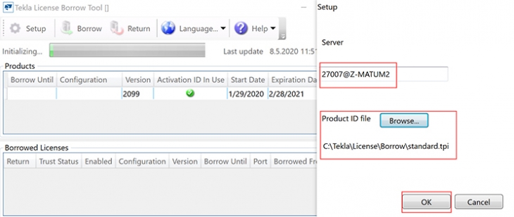 License Borrow Tool Configuration | Trimble User Assistance