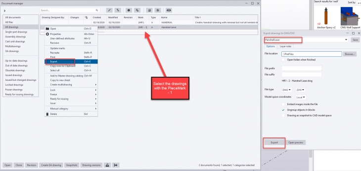 Export Handrail Drawings for Laser Overlay | Trimble User Assistance