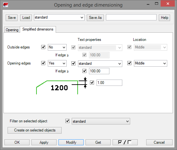 Opening and edge dimensioning | Tekla User Assistance