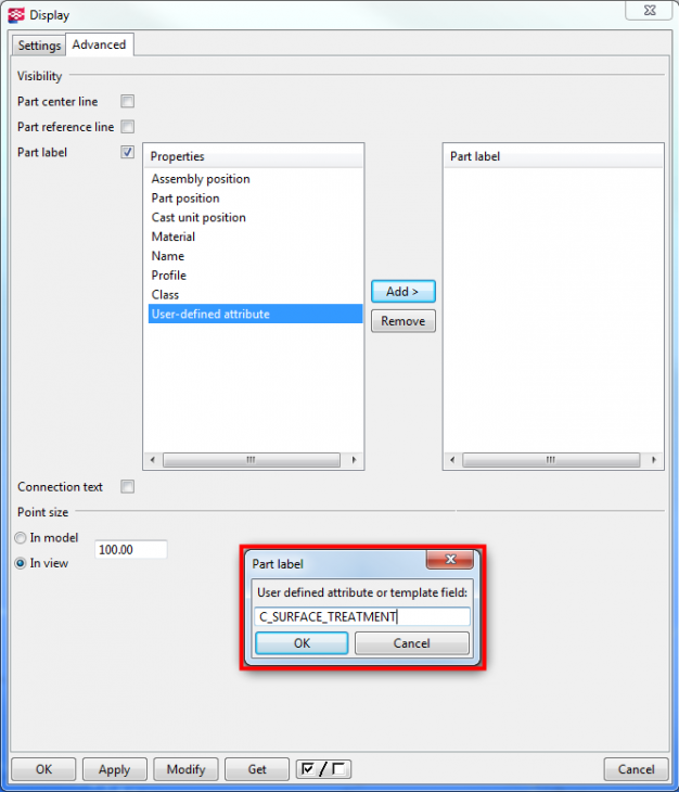 Using UDA for a part label in a model view | Trimble User Assistance