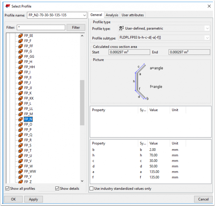 Create a parametric profile by sketching (open profile example) | Trimble User Assistance