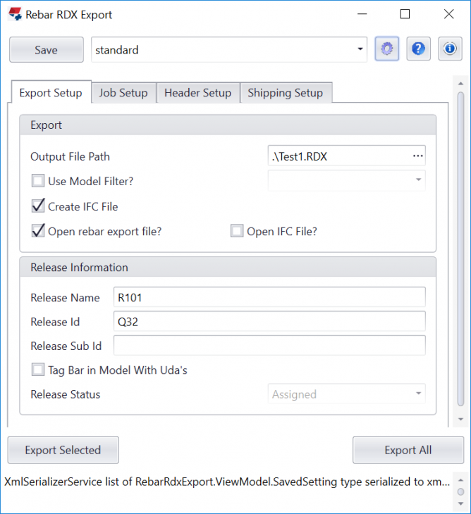 Rebar Rdx Export | Trimble User Assistance