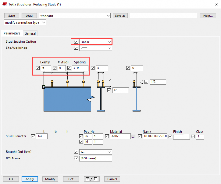 Reducing Studs | Trimble User Assistance