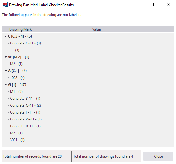 Drawing Part Mark Label Checker | Trimble User Assistance