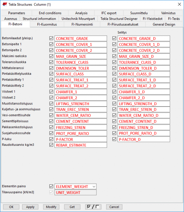 Finnish Environment User Defined Attributes Tekla User Assistance
