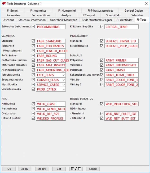Finnish Environment User Defined Attributes Tekla User Assistance