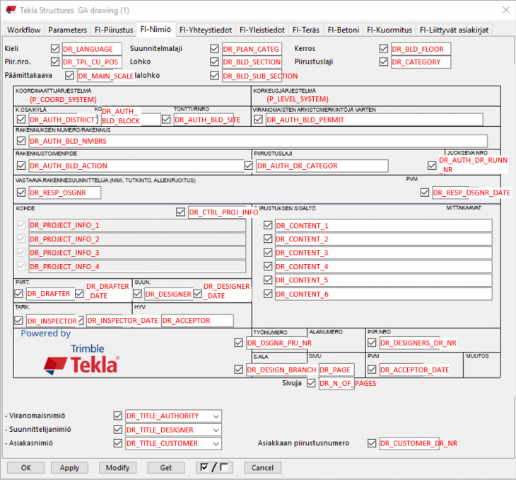 Finnish Environment User Defined Attributes Tekla User Assistance