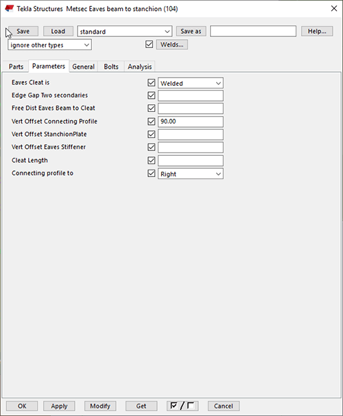 Metsec Eaves Beam to Stanchion (104) - Parameters tab | Trimble User ...