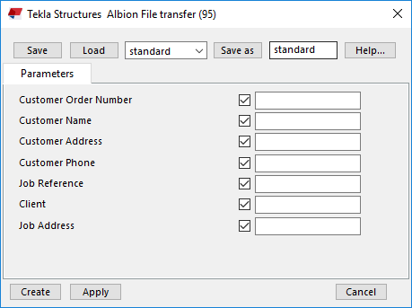 Albion File Transfer (95) - Parameters tab | Trimble User Assistance