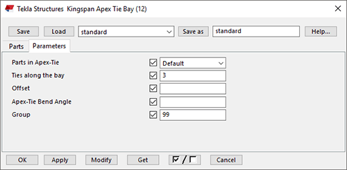 Kingspan Apex Tie Bay (12) - Parameters tab | Tekla User Assistance