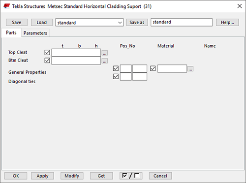 Metsec Standard Horizontal Cladding Support (31) - Parts tab | Tekla ...