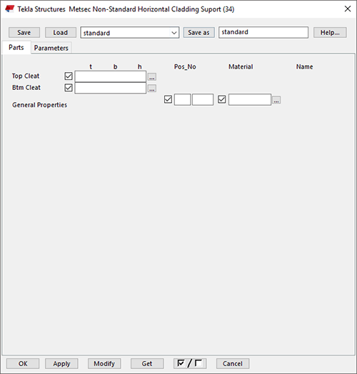 Metsec Non-Standard Horizontal Cladding Support (34) - Parts tab ...
